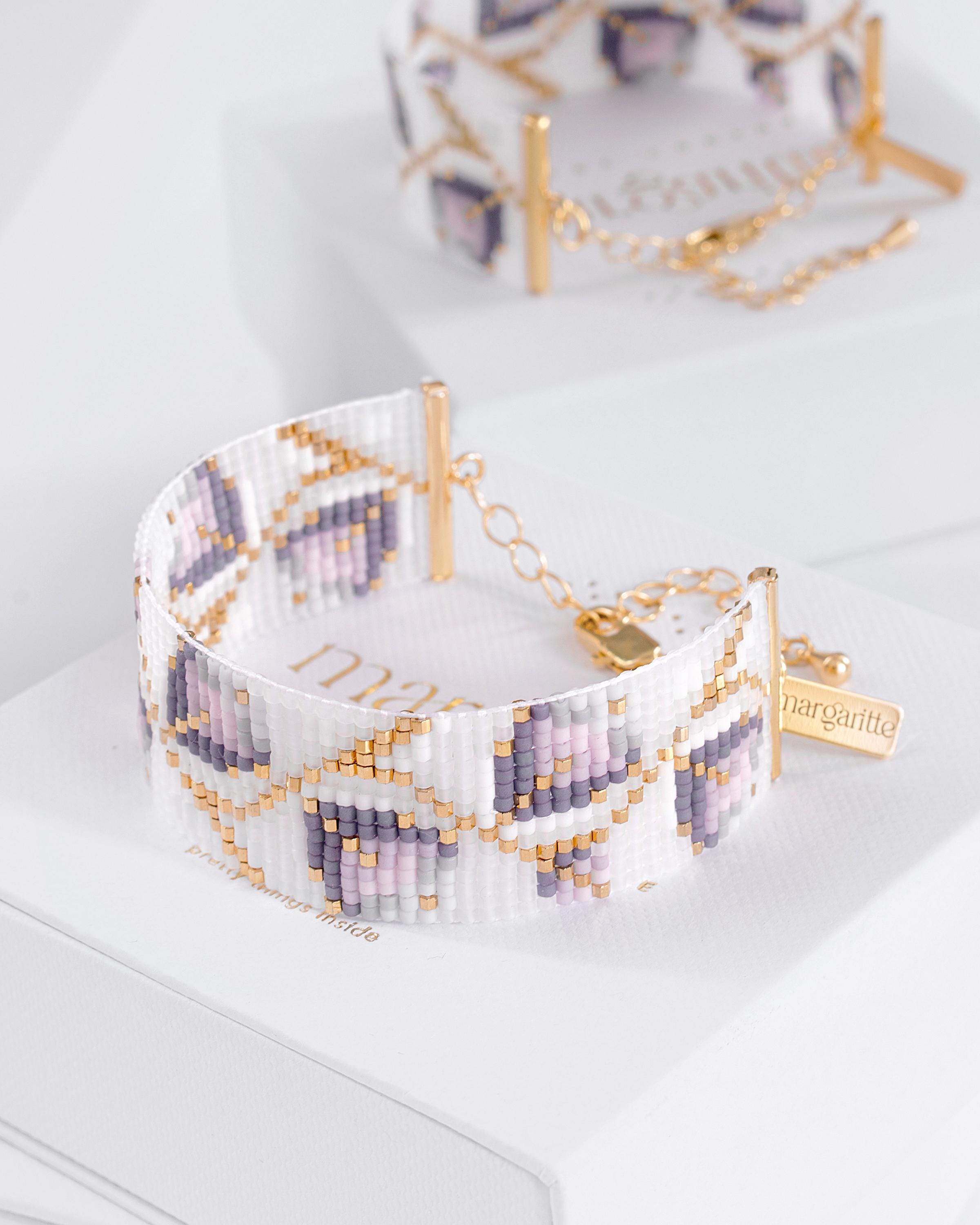 Floral Loom Bead Pattern, Miyuki Delica Bracelet Pattern, Square Stitch ...