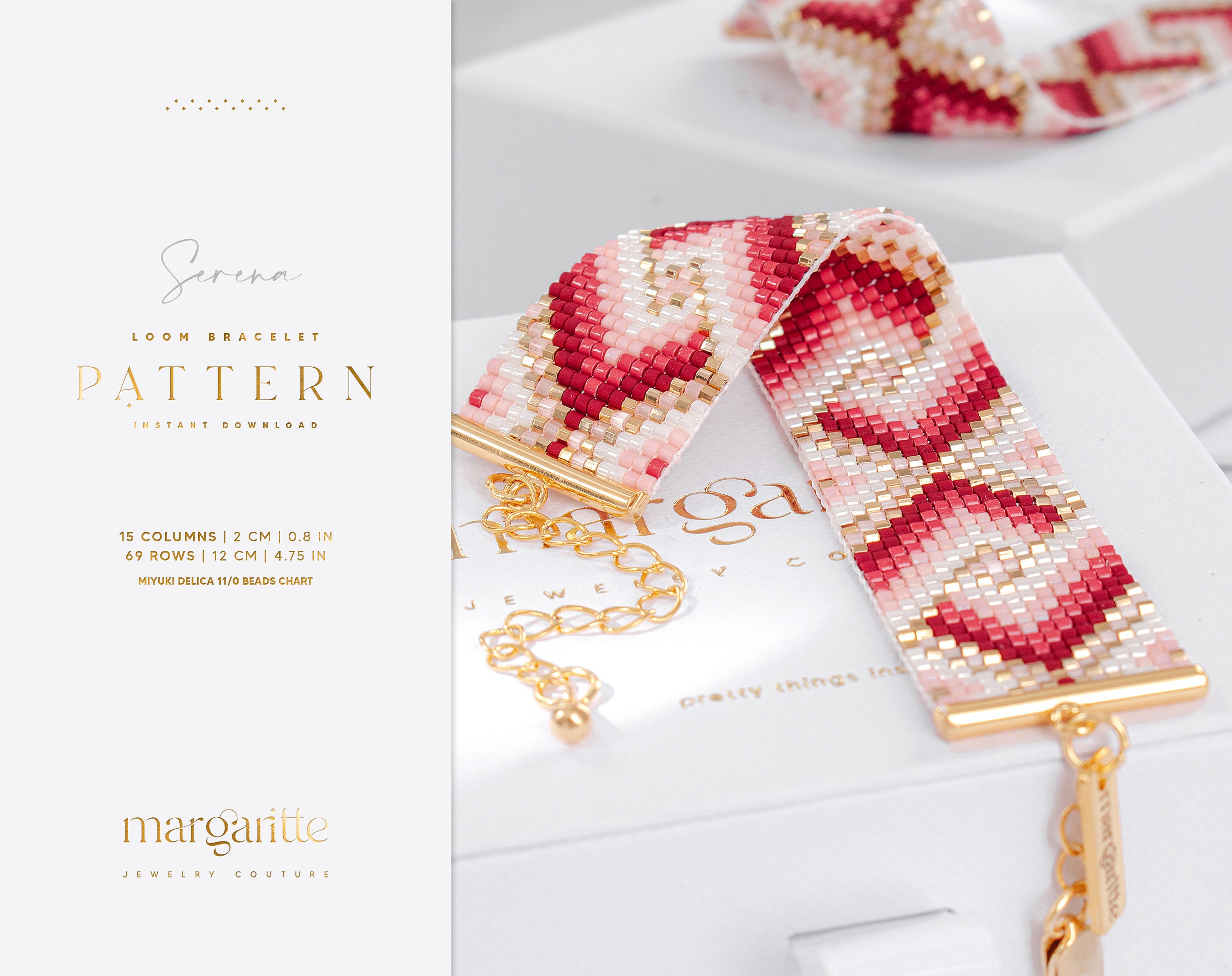 Pink Loom Bead Bracelet Valentine Miyuki Bracelet Pattern - Etsy