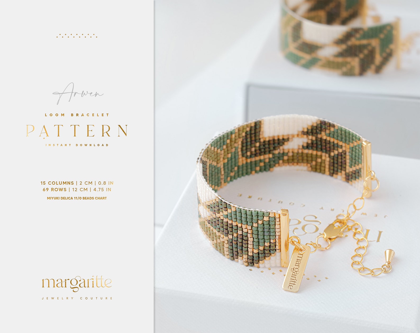 Floral Loom Bead Pattern, Miyuki Bracelet Pattern, Brick Stitch Pattern ...