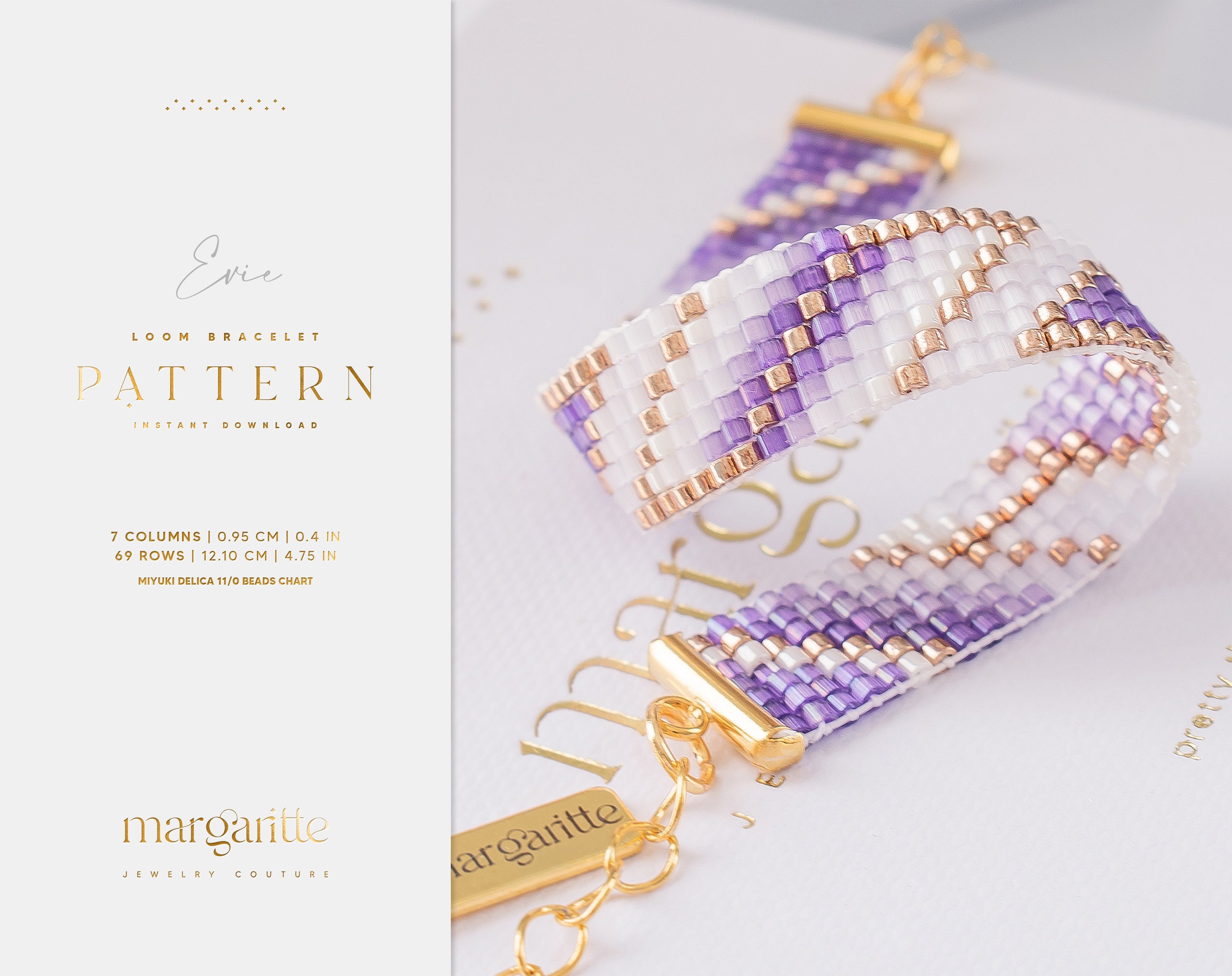 Easy Loom Bracelet Pattern Violet Loom Bead Purple Bead Loom - Etsy