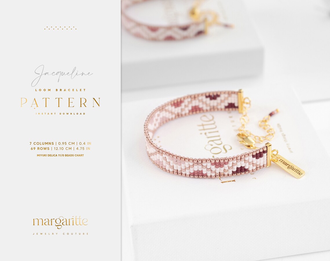 Pink Rose Gold Bead Loom Pattern Geometric Loom Bracelet - Etsy