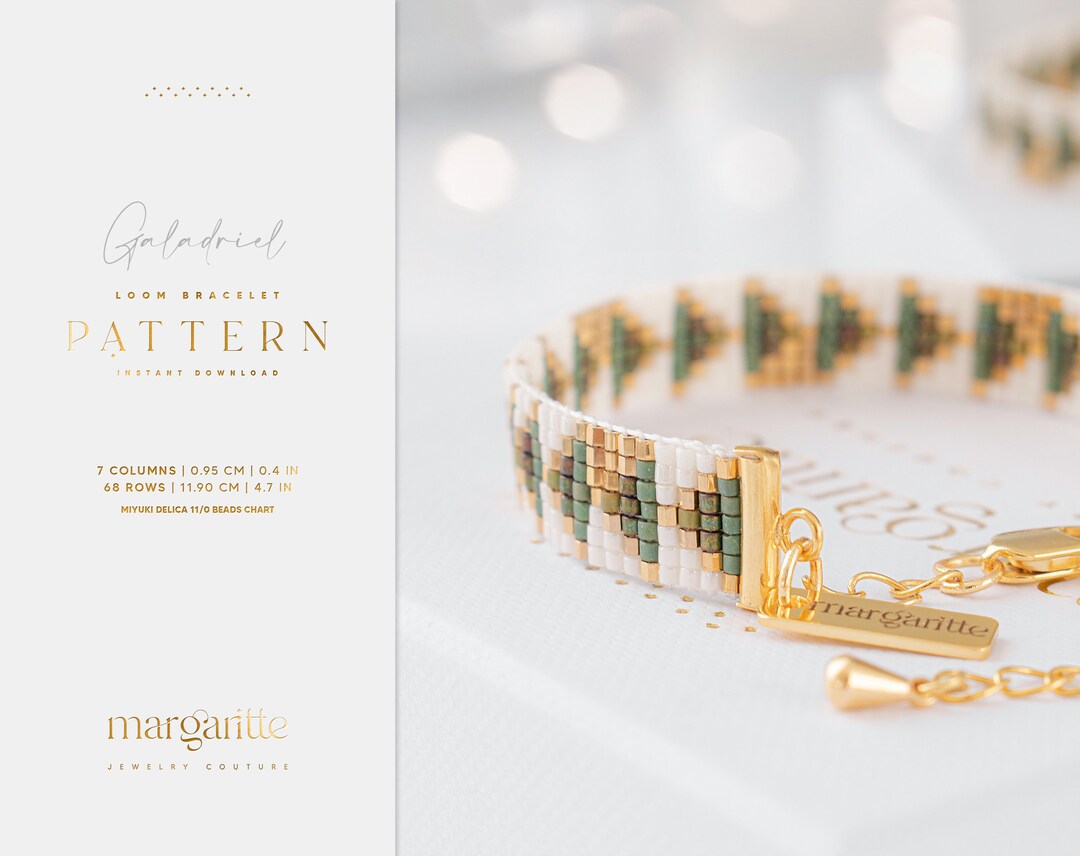 Easy Loom Bead Bracelet, Miyuki Bracelet Pattern, Gold Green Loom Bead ...
