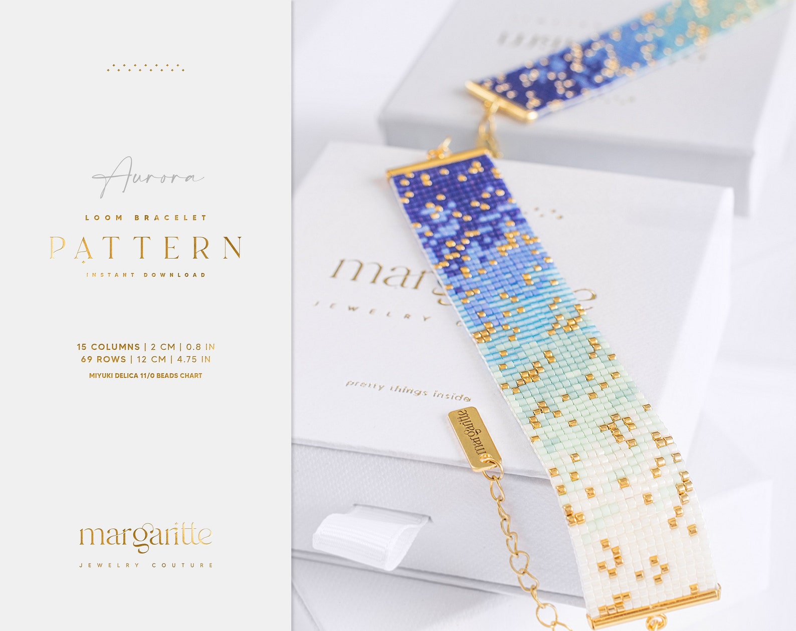 Ombre Loom Bead Pattern Miyuki Bracelet Pattern Brick Stitch - Etsy