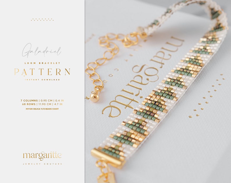 Easy Loom Bead Bracelet Miyuki Bracelet Pattern Gold Green - Etsy