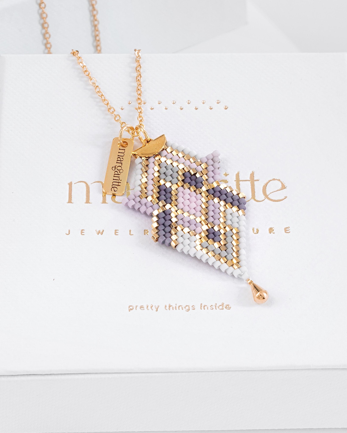 Brick Stitch Patter, Art Deco Brick Stitch Pendant, Miyuki Delica ...