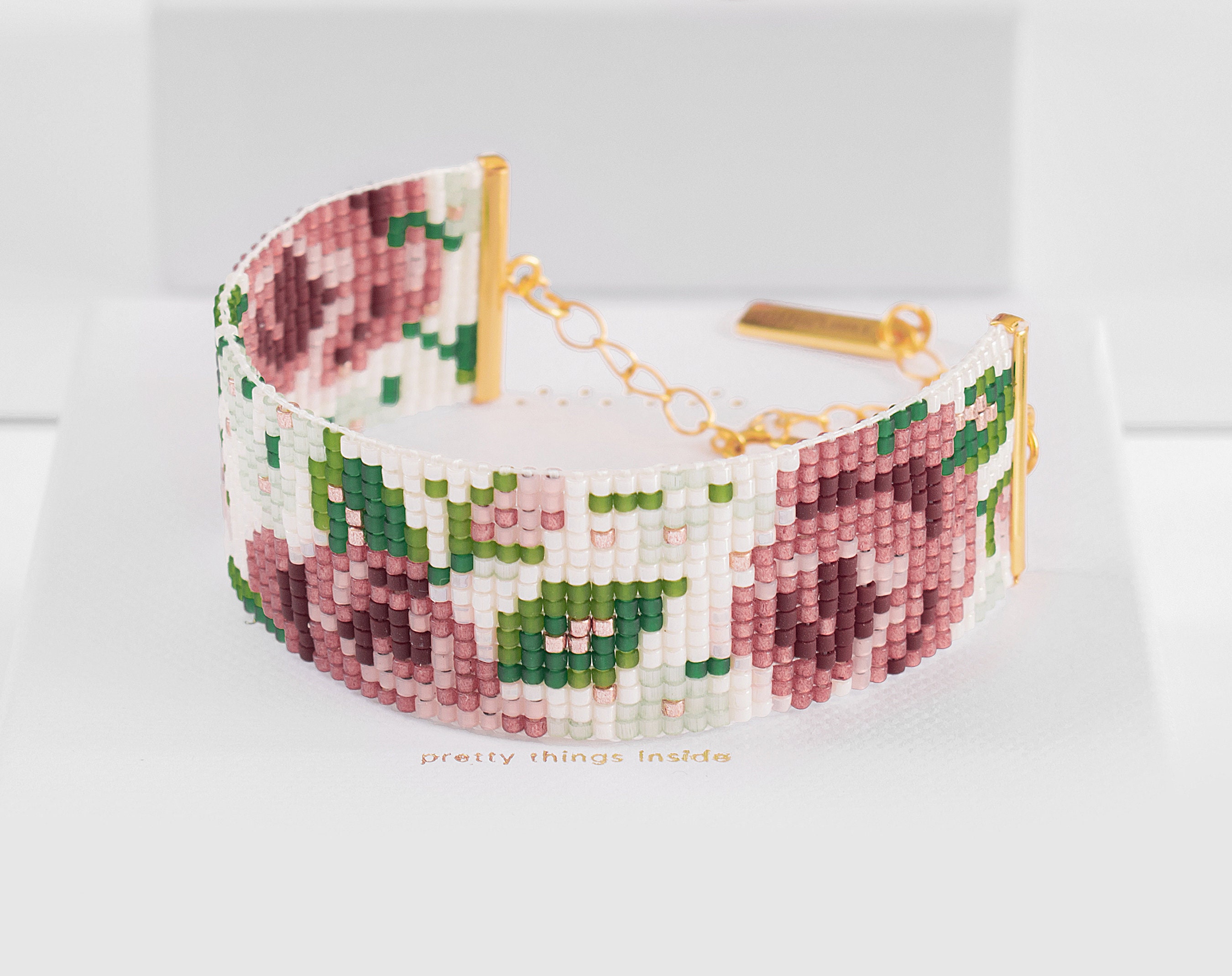 Rose Loom Bracelet Pattern Floral Bead Loom Pattern Miyuki - Etsy