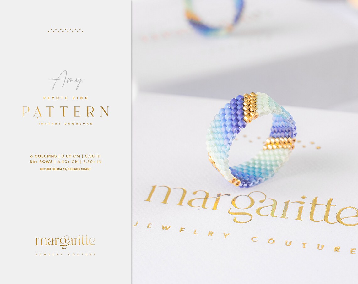 Ombre Beaded Ring Mermaid Peyote Pattern Even Peyote Ring - Etsy