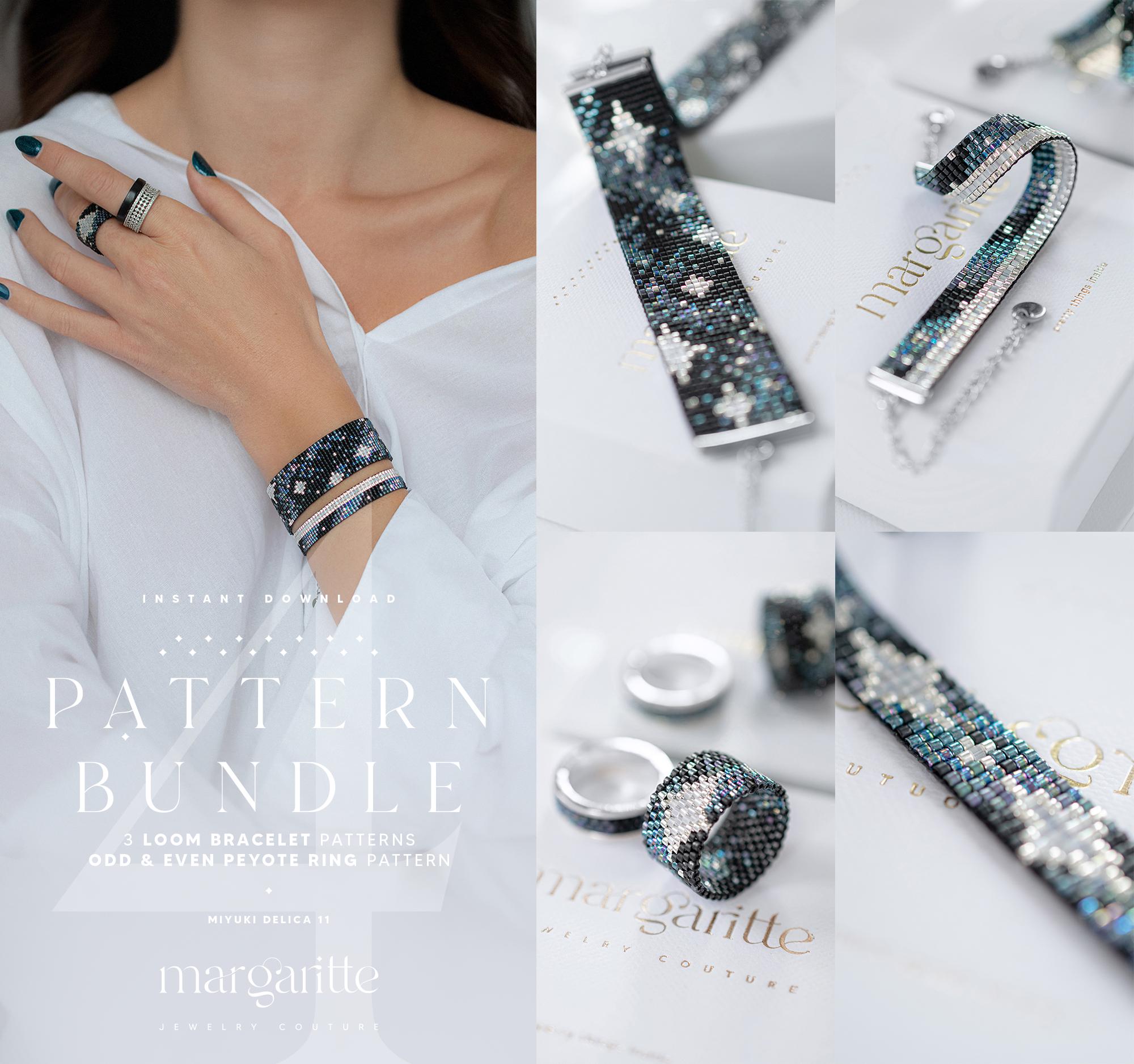 3 Loom Bracelet Patterns • Odd & Even Peyote Ring Pattern • Digital ...