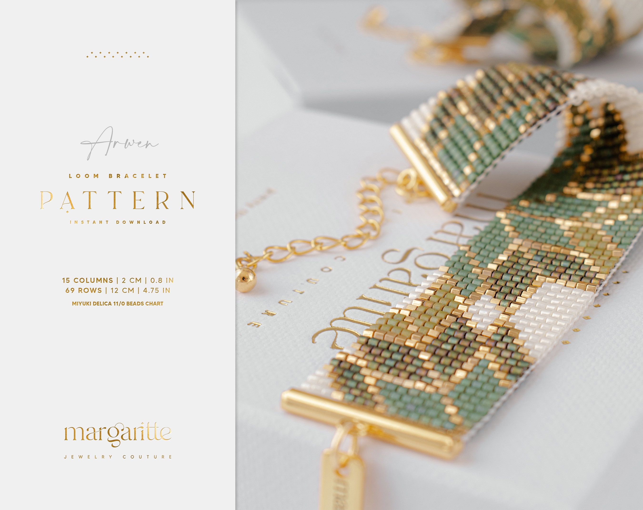 Floral Loom Bead Pattern Miyuki Bracelet Pattern Brick - Etsy