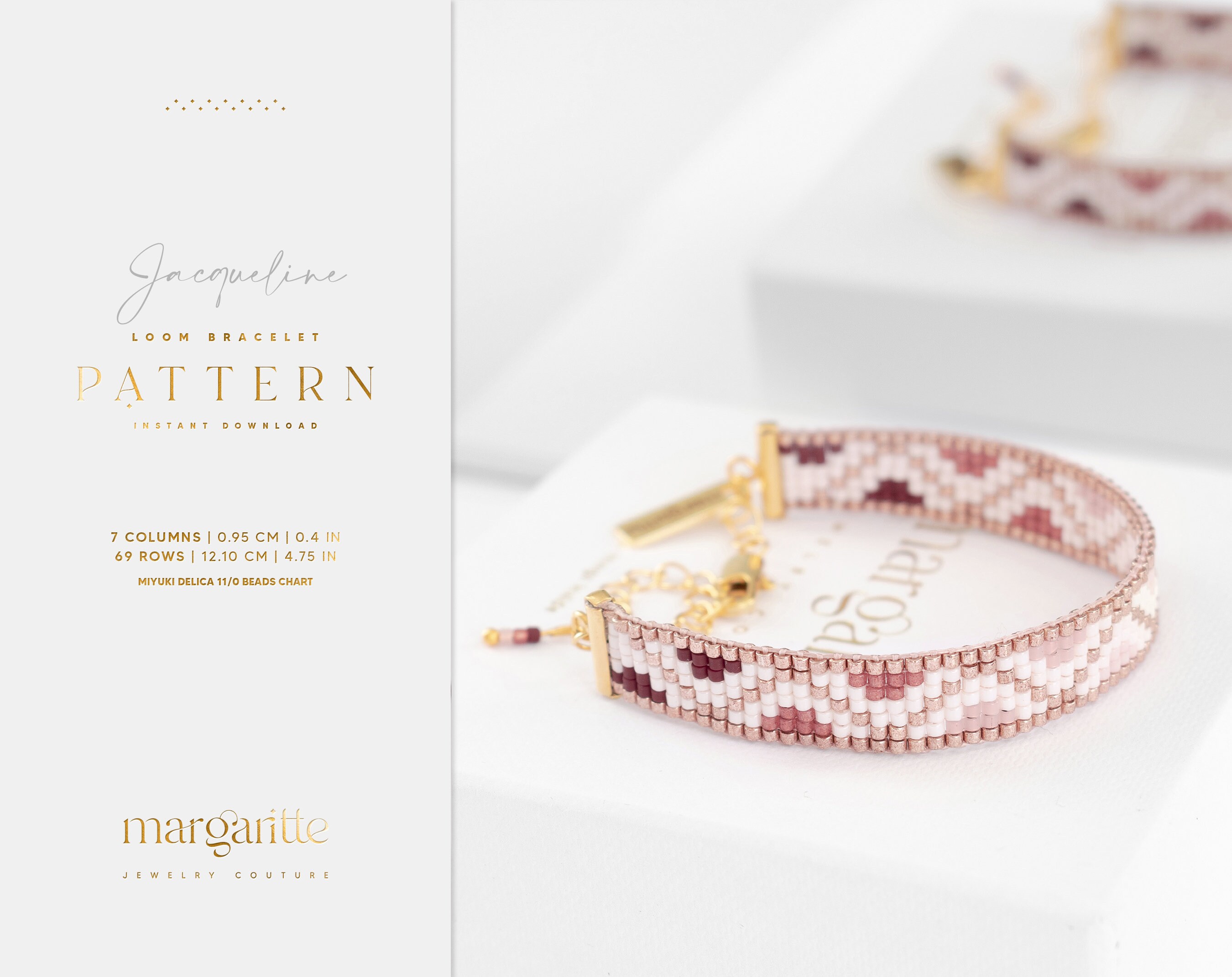 Pink Rose Gold Bead Loom Pattern Geometric Loom Bracelet - Etsy