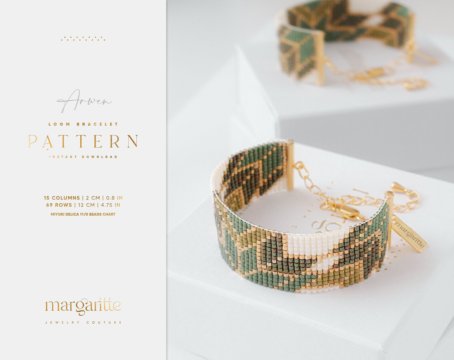 Floral Loom Bead Pattern, Miyuki Bracelet Pattern, Brick Stitch Pattern ...