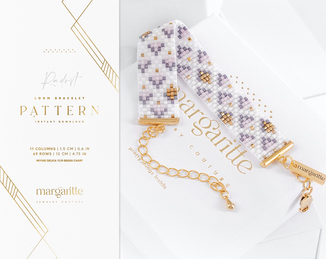 Miyuki Loom Bracelet Pattern, Geometric Bead Loom Pattern, Miyuki ...