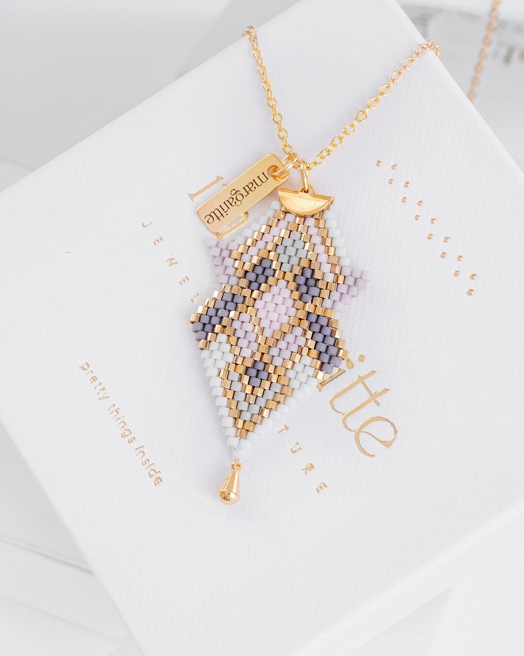 Brick Stitch Patter, Art Deco Brick Stitch Pendant, Miyuki Delica ...