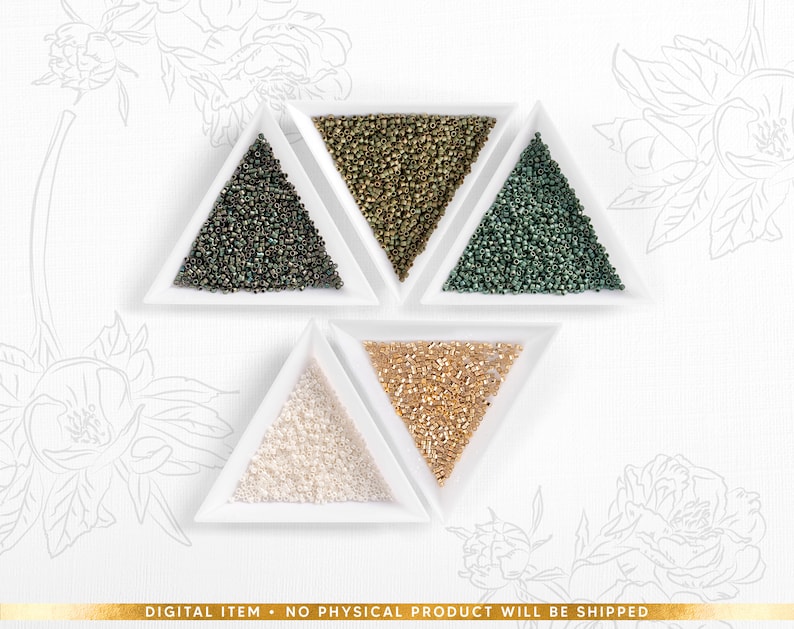 Green Gold Miyuki Delica Bead Set, DIGITAL Miyuki Delica Color Palette ...