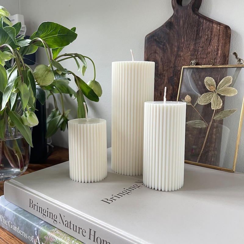 White Pillar Candle Soy - Etsy UK