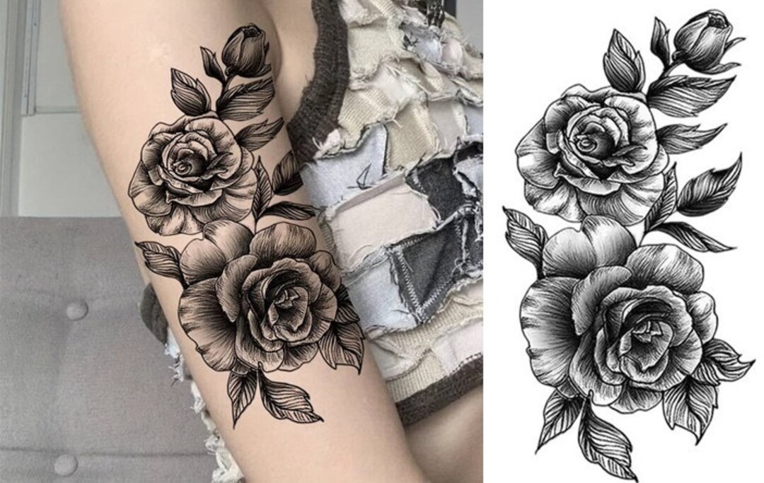 Large Temporary Tattoo Roses 19 Cm IR-BBXL-1-31 - Etsy