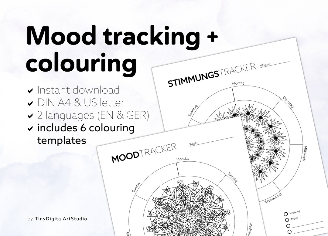 6 Mood Trackers With Mandalas A4 and US Mindfulness Mood - Etsy