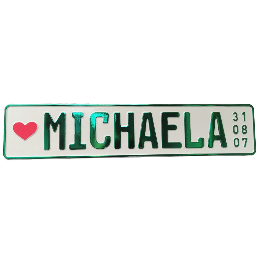Birthday Sign Name Plate Name Text Date of Birth Heart Symbol Embossing ...