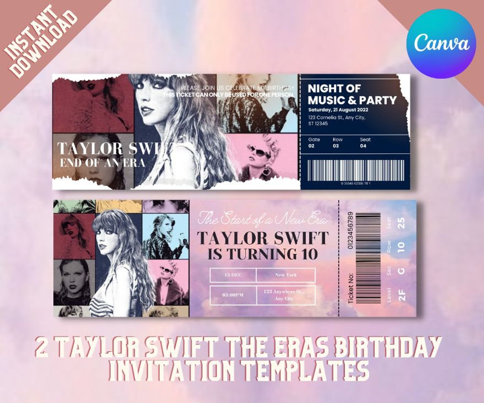 Taylor Swift Concert Ticket Editable Template For Taylor Swift Concert