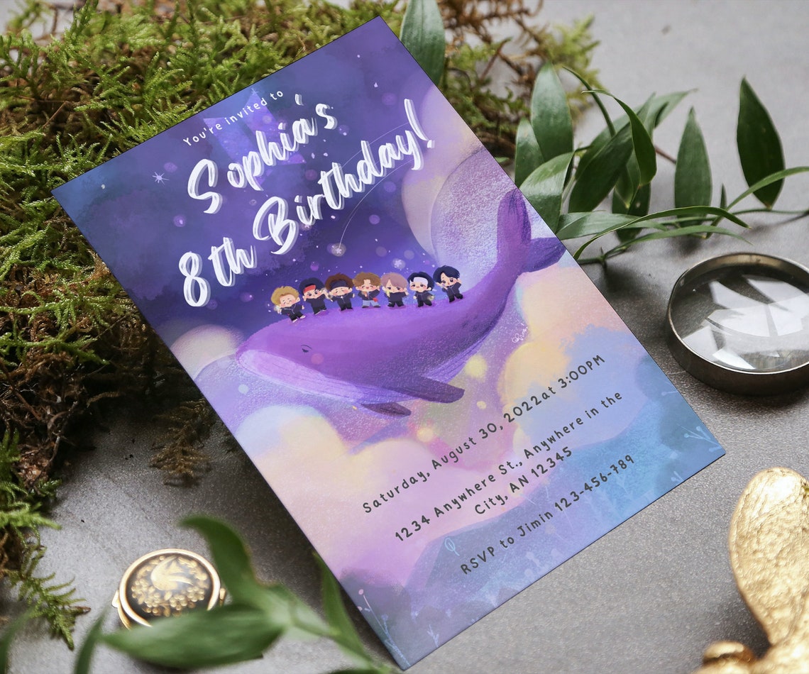 BTS Invitation for BTS Birthday Party Invite for BT21 Party - Etsy