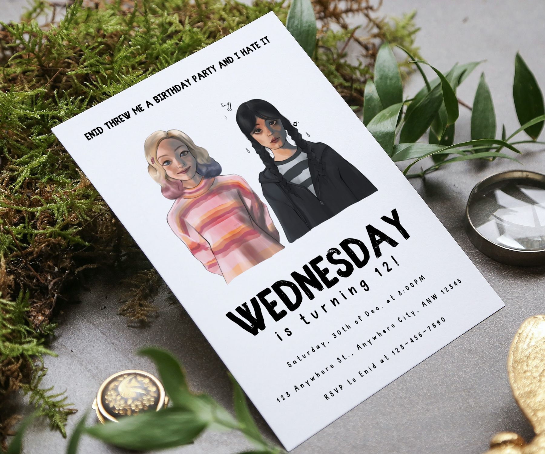 Wednesday Addams Invitation for Wednesday Birthday Party Invite for ...