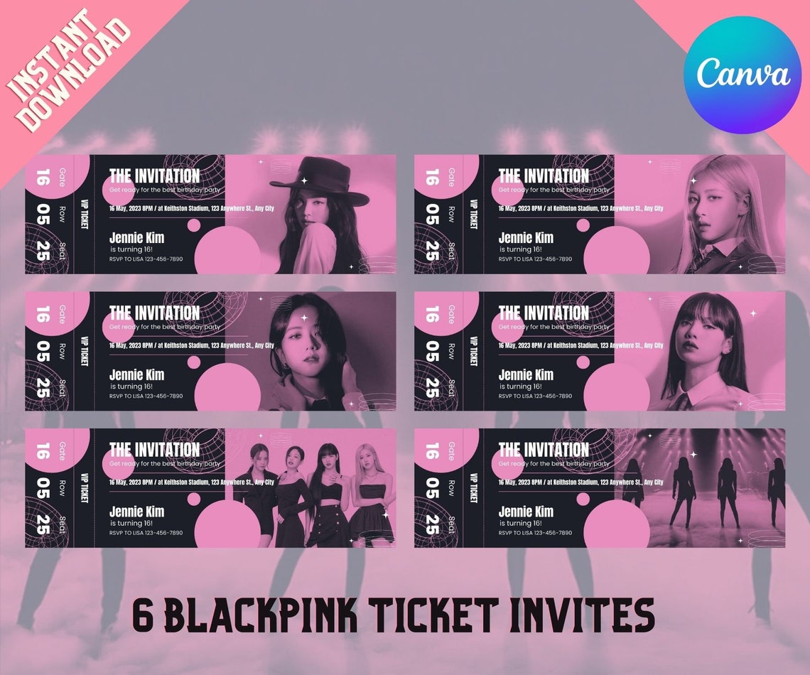 Blackpink Invitation for Blackpink Birthday Party Invite for Black Pink ...