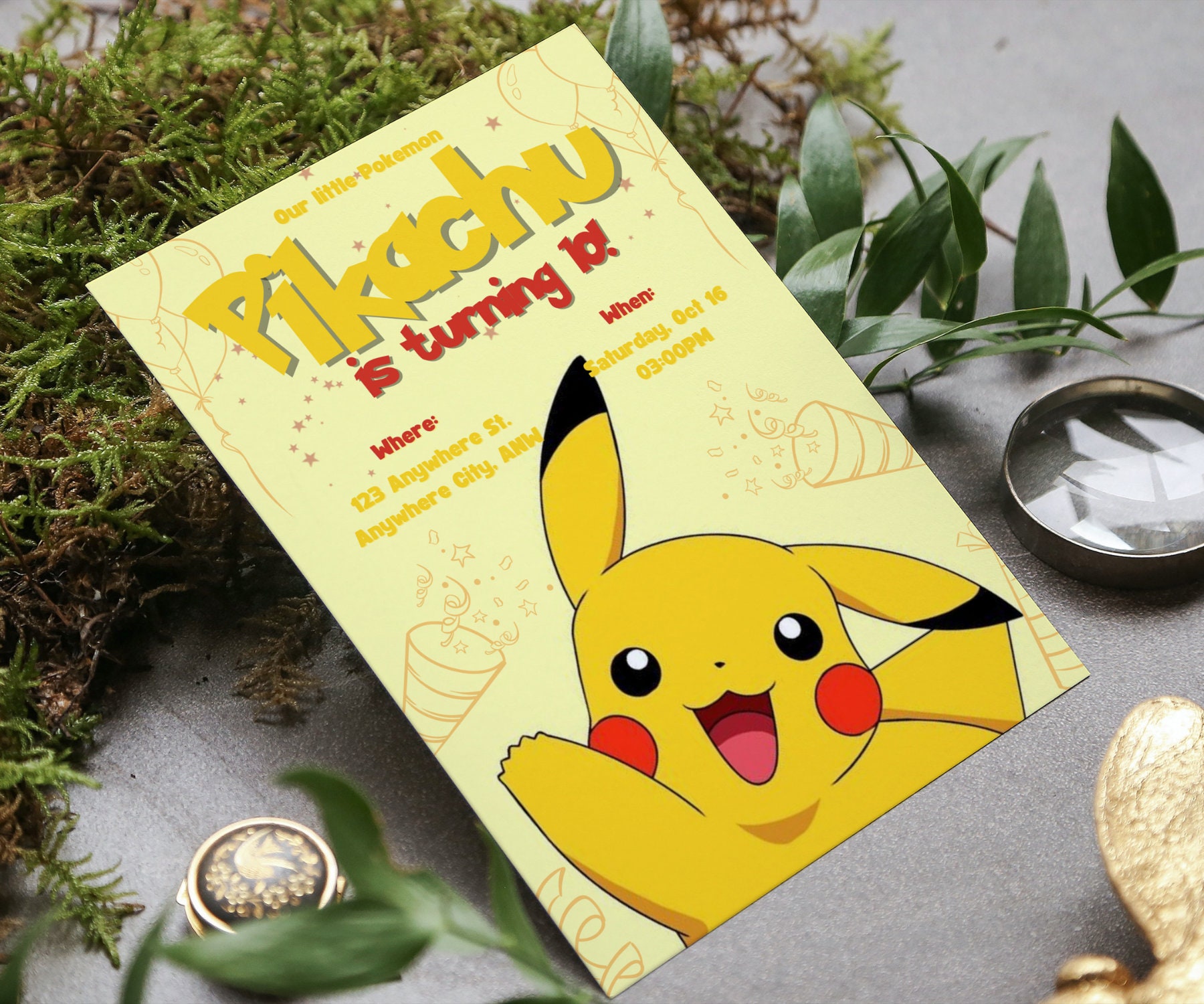 Pikachu Invitation for Pikachu Birthday Party Invite for Pokemon Party ...