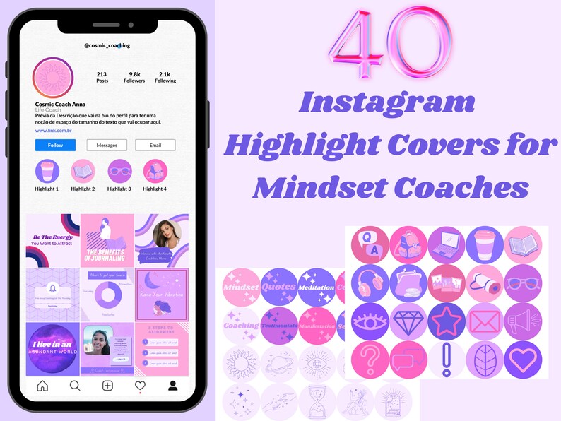 40 Canva Templates for Coaches, Mindset Coaching, Instagram Highlight ...