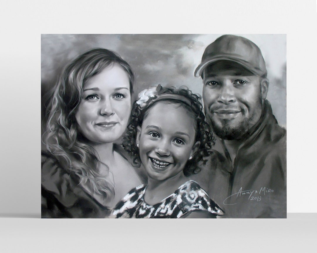Authentic Handpainted Portrait for Your Loved Ones, Personalized Pastel ...