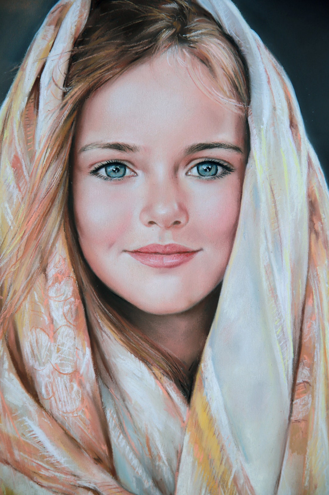 Real Custom Portrait From Photo , Personalized Memory Pastel Portrait ...