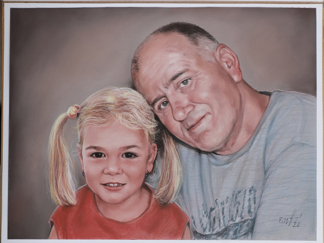 Real Handmade Portrait for Your Family, Personalized Pastel Portrait ...