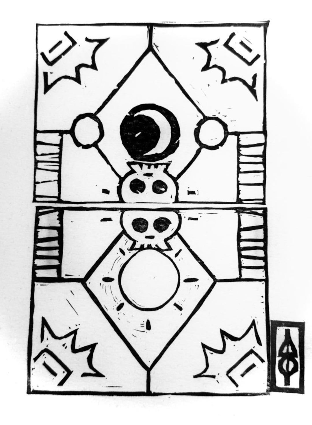 Inscryption Death Card Inspired Block Print - Etsy