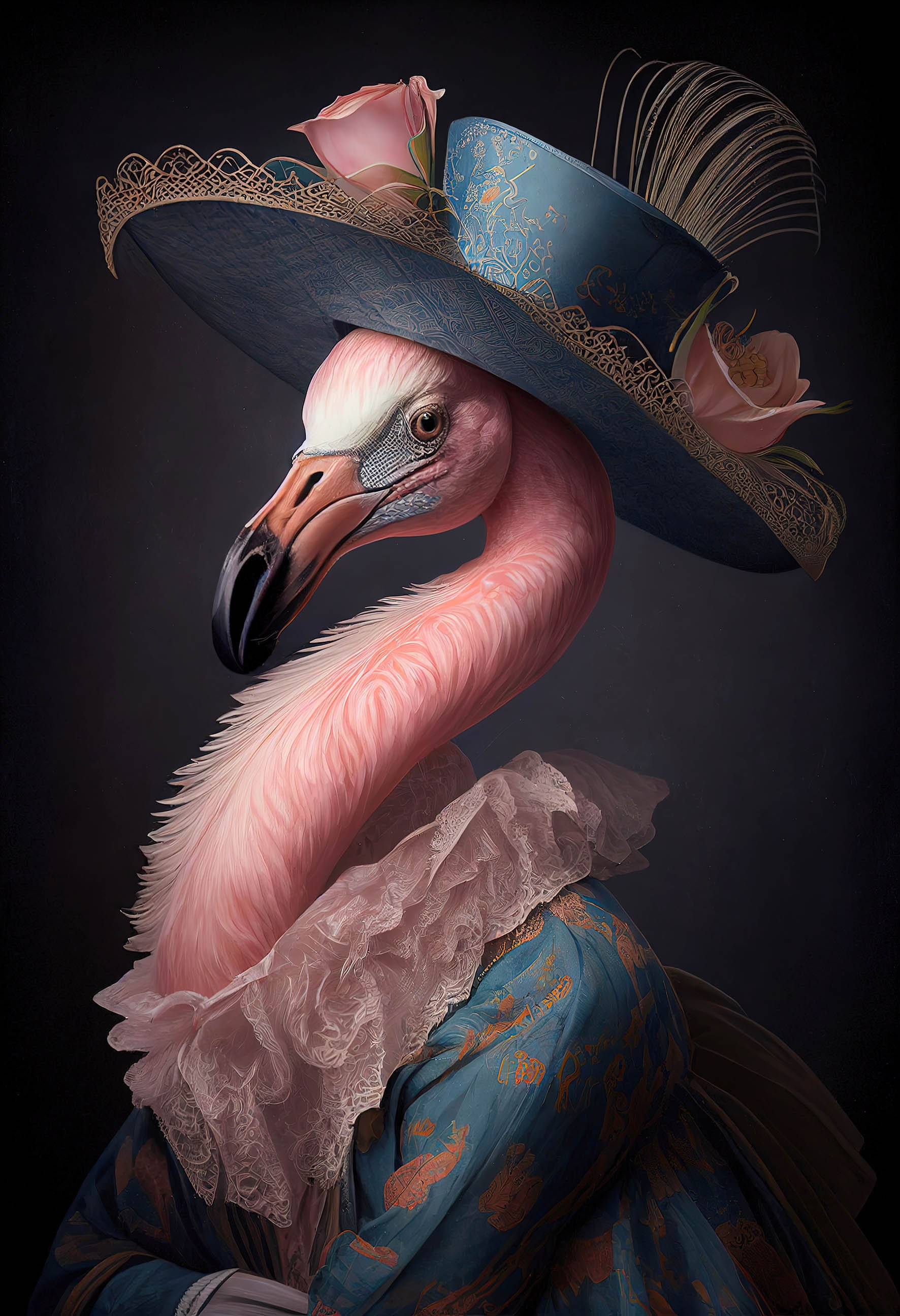 Victorian Gothic Steampunk Flamingos Art, Victorian Flamingo Ai Art ...