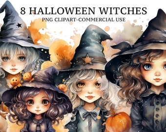 Halloween Cute Witches Digital Clipart Set - Etsy