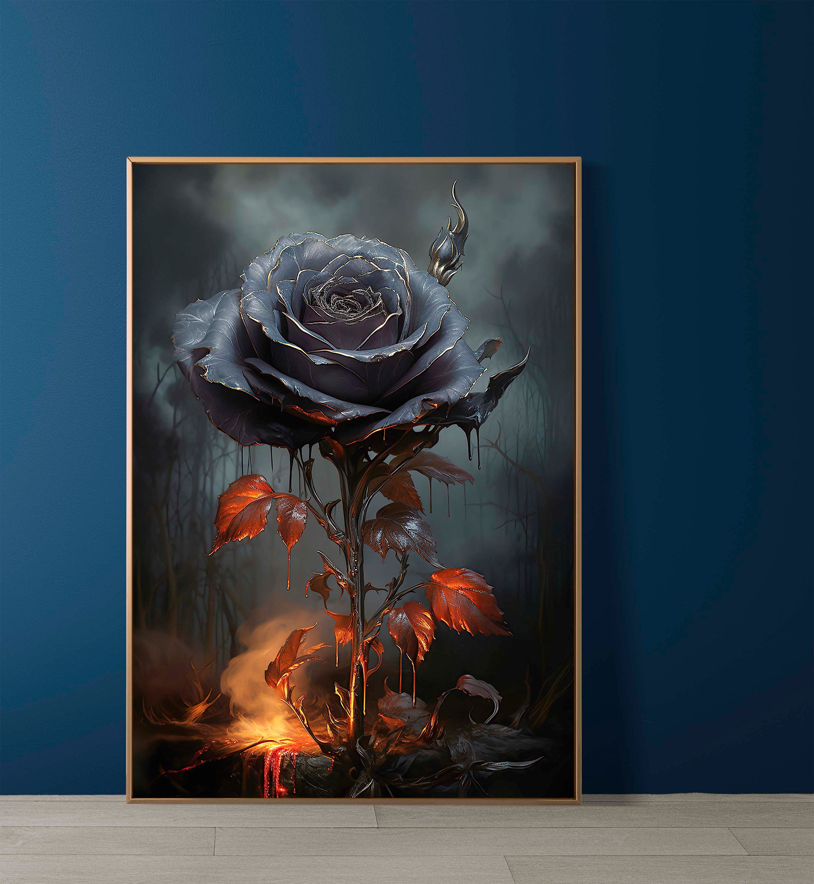 Gothic Victorian Vintage Black Rose Fantasy Art Print, Darkarts Poster ...