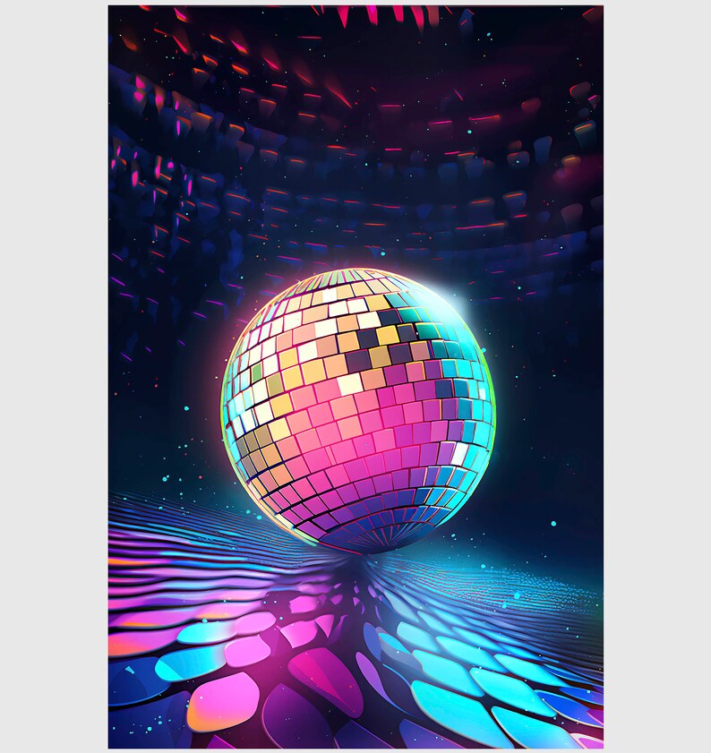 Cosmic Dance Disco Ball Art AI Generated Funky Art 80's - Etsy