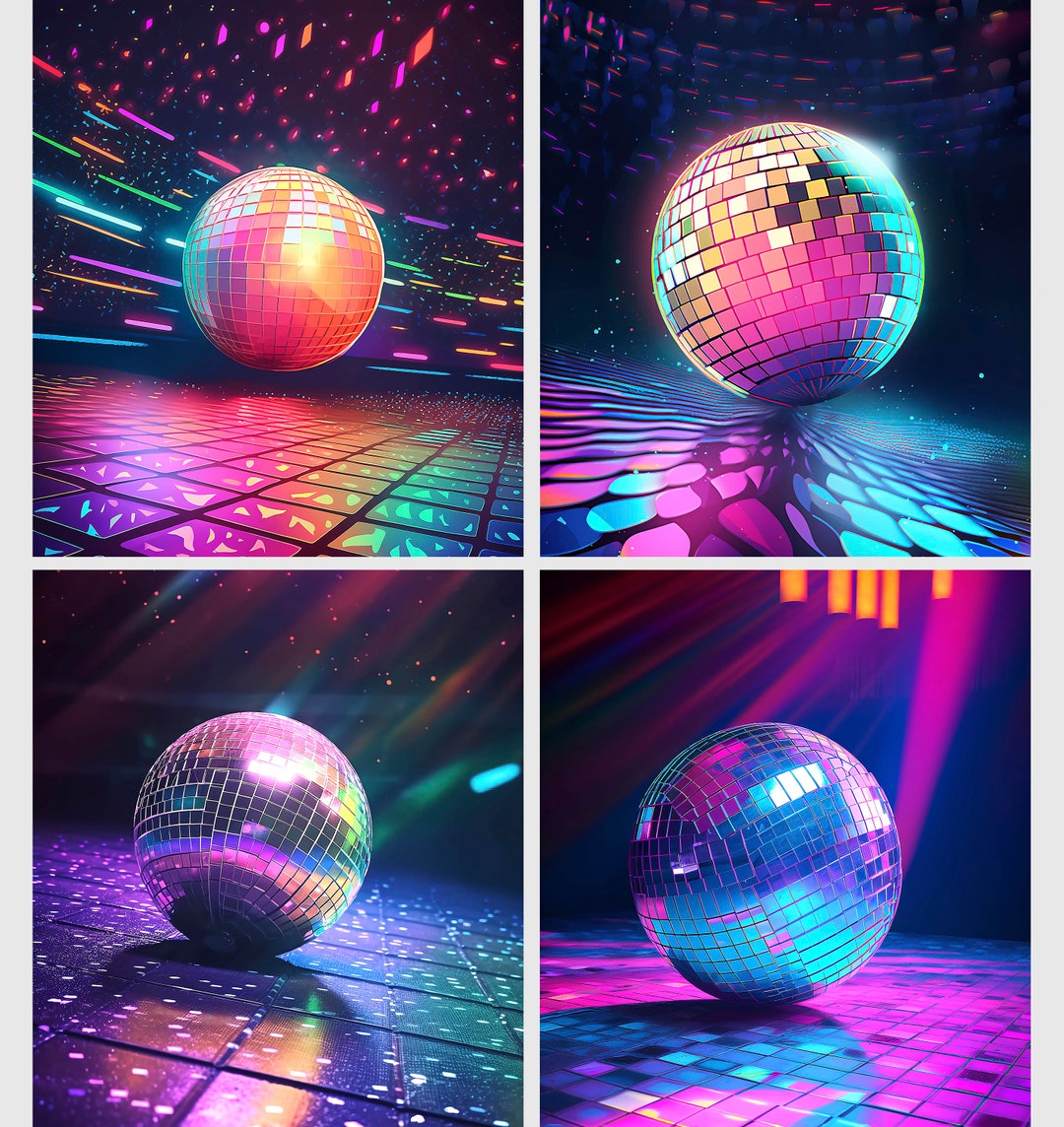 Cosmic Dance Disco Ball Art, AI Generated Funky Art, 80's, Various ...