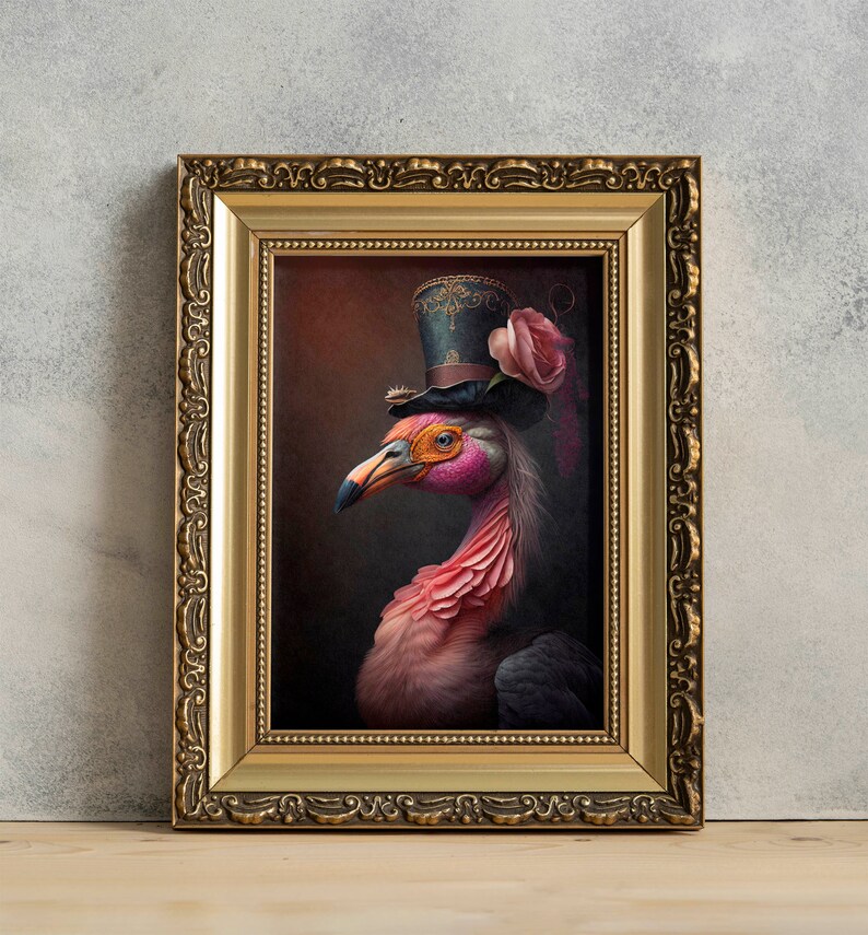 Victorian Gothic Steampunk Flamingos Art, Victorian Flamingo 3 Ai Art ...