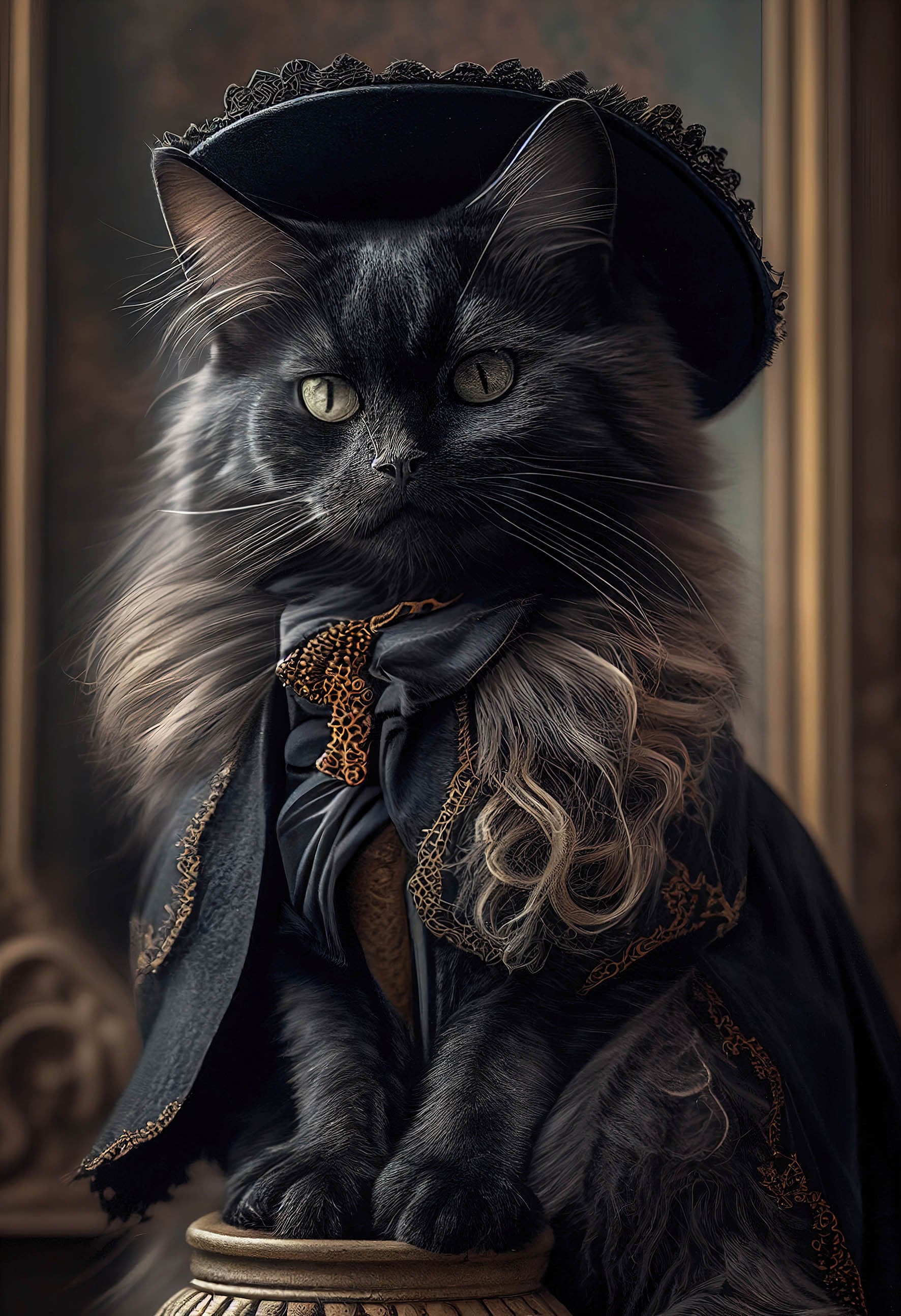 Victorian Animals and Creatures Art, Victorian Black Cat Ai Art ...