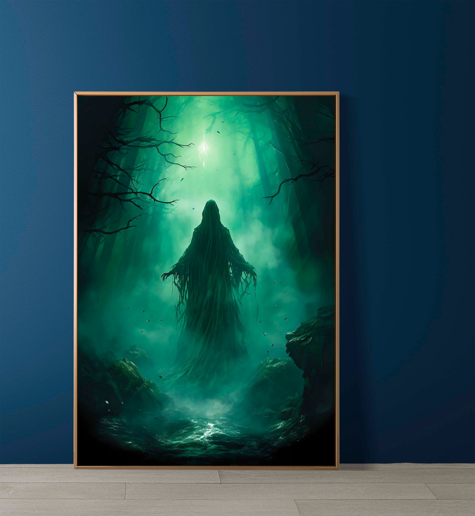 Green Forest Ghost in Misty Forest Fantasy Art Print, Darkarts Poster ...