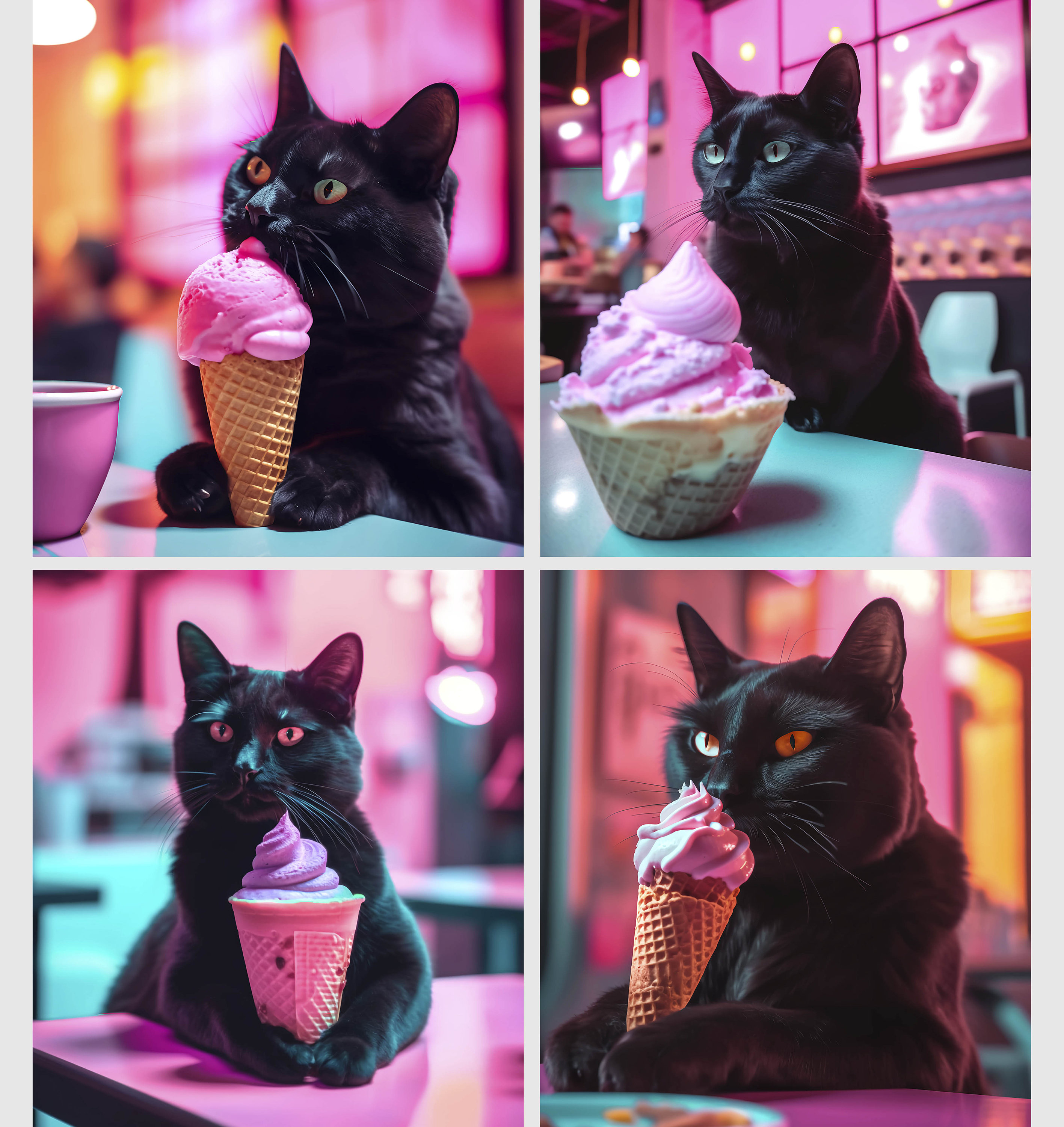 Cat Eating Ice Cream