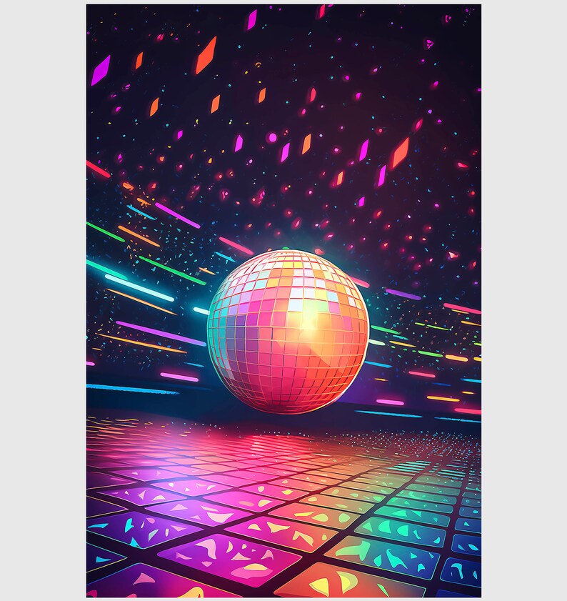 Cosmic Dance Disco Ball Art, AI Generated Funky Art, 80's, Various ...