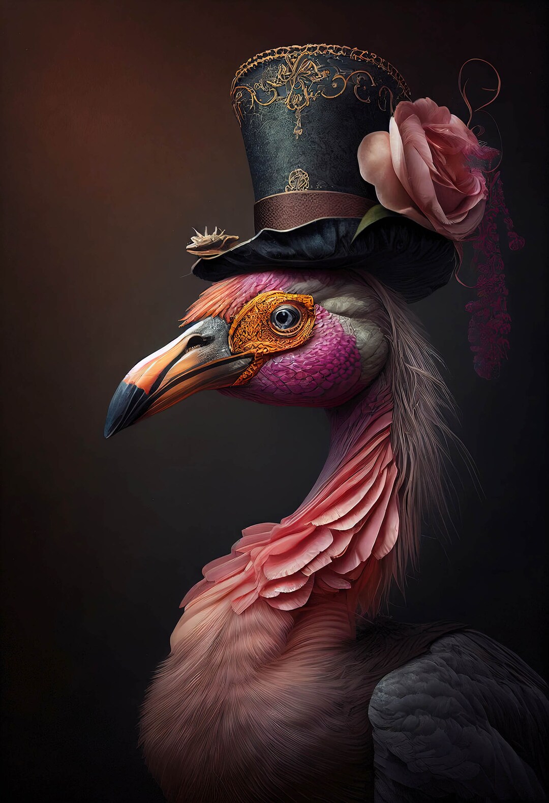 Victorian Gothic Steampunk Flamingos Art, Victorian Flamingo 3 Ai Art ...