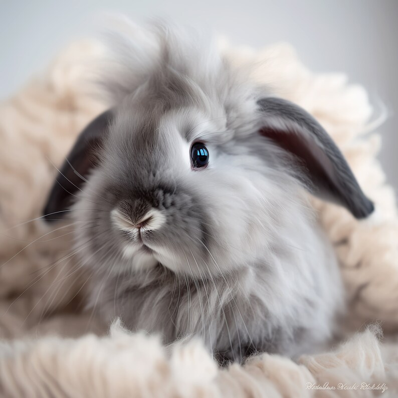 Cute Bunny Photography Art, Easter Bunny AI Art, Printable Wall Art Set ...