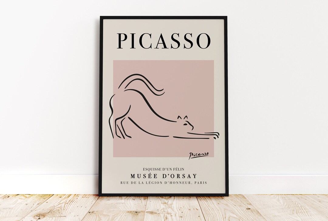 Picasso | the Cat, Line Art Poster, Picasso Cat Line Art, Digital ...
