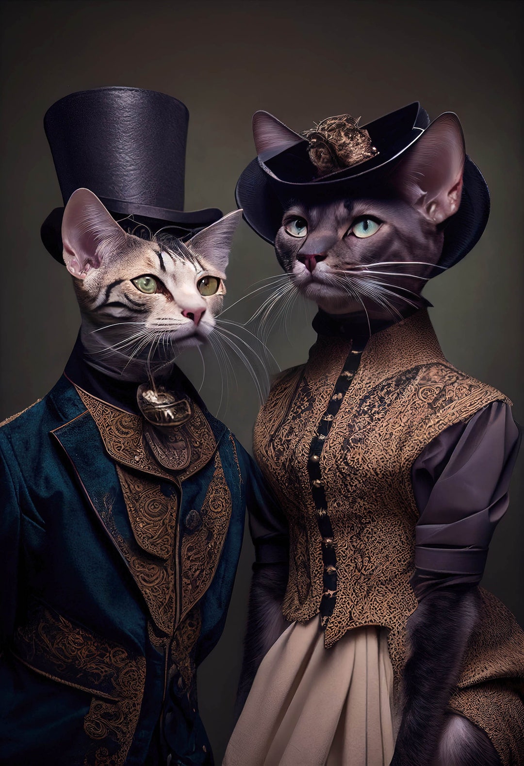 Victorian Gothic Steampunk Animals and Creatures Art, Victorian Cat ...