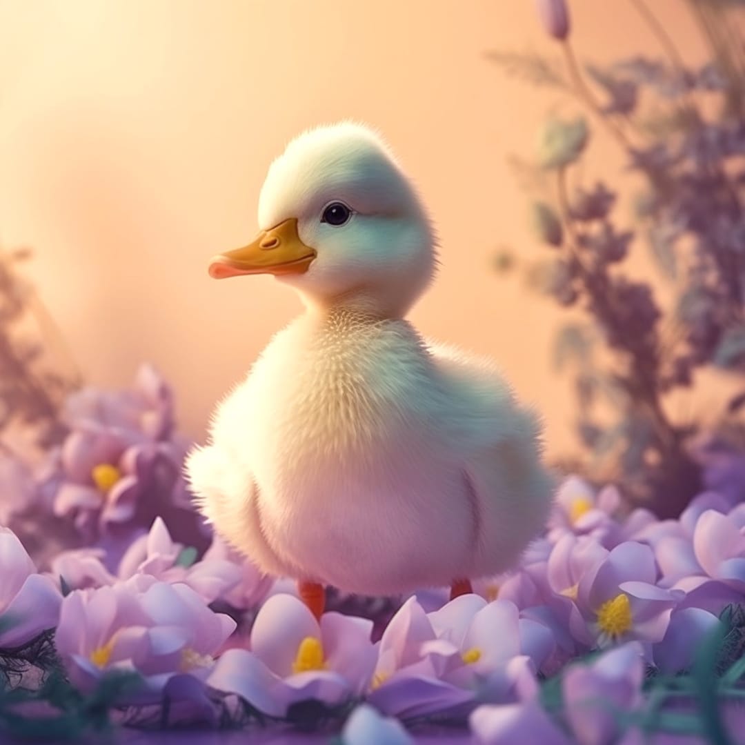 Cute Duck With Flowers Baby Duck AI Art, Printable Wall Art Set ...