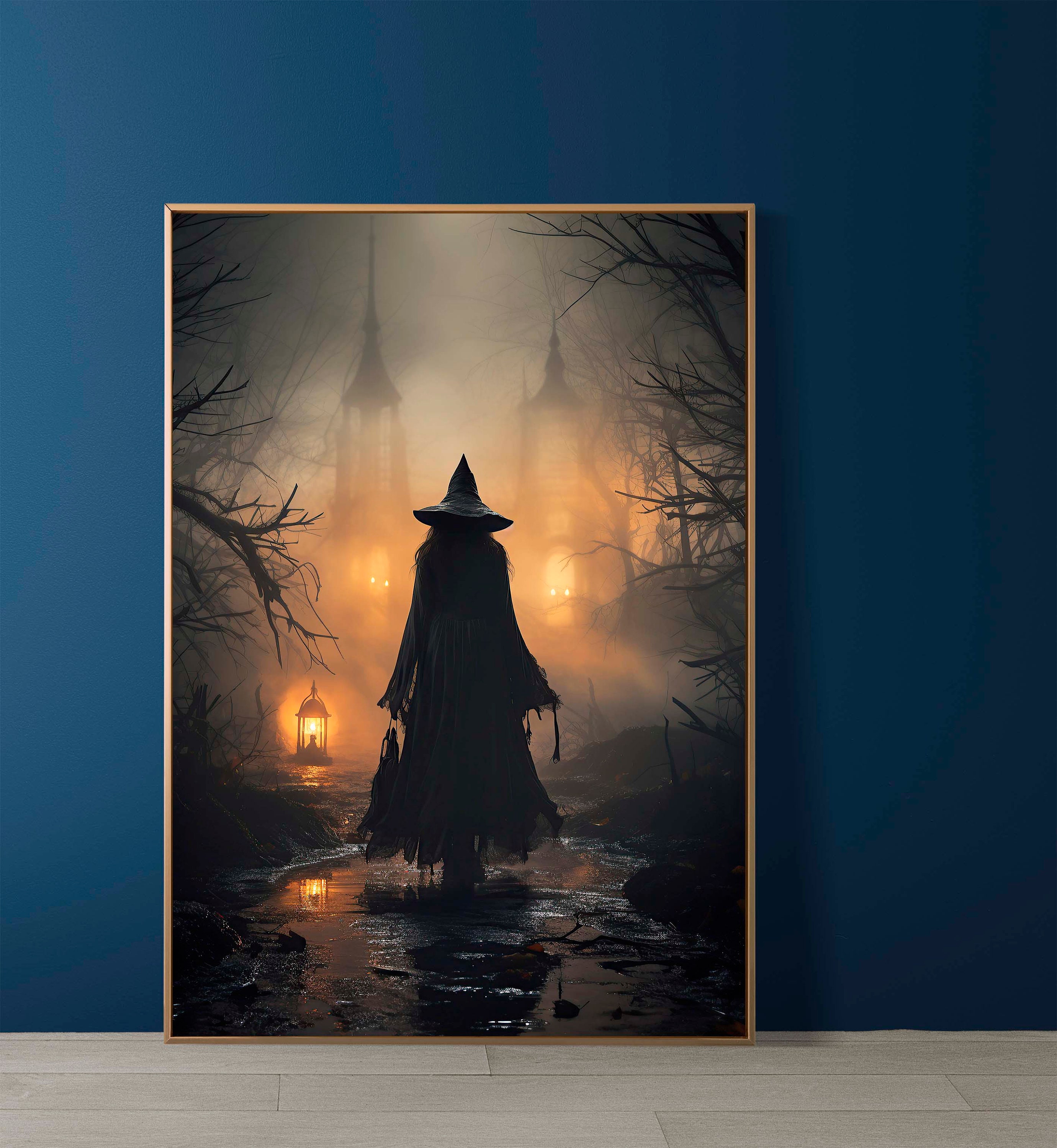 Witch Walking in a Misty Pathway Fantasy Art Print, Darkarts Poster ...