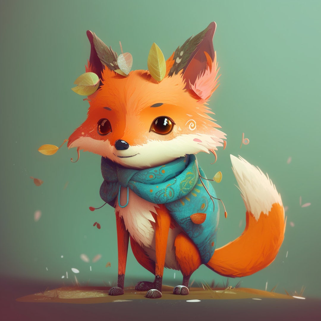 Cute Boho Fox Character AI Art, Boho Fox Printable Wall Art Set ...