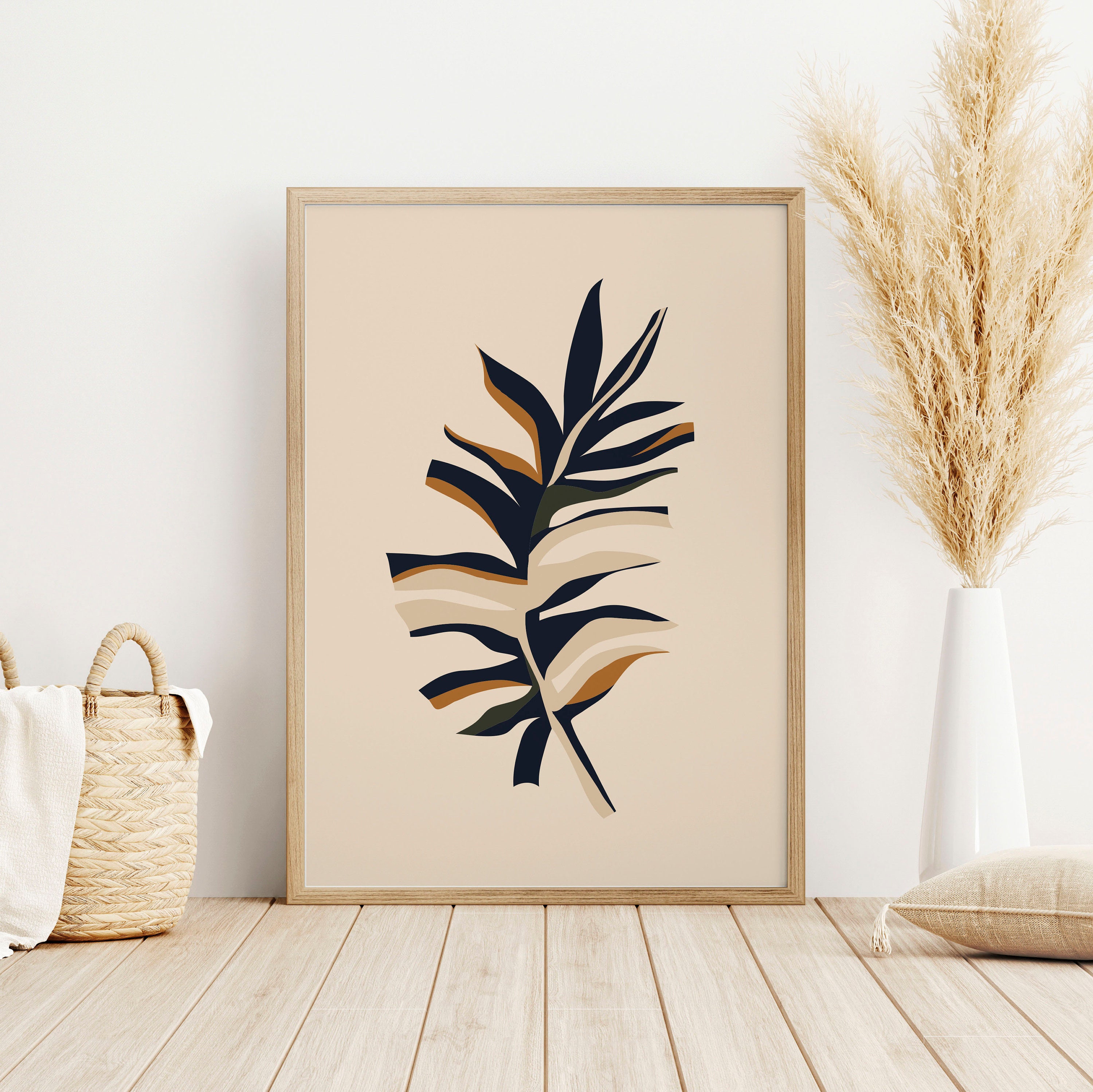 Boho Poster, Leaf, Sun Moon Ocean, Digital Download Art Print, Boho ...